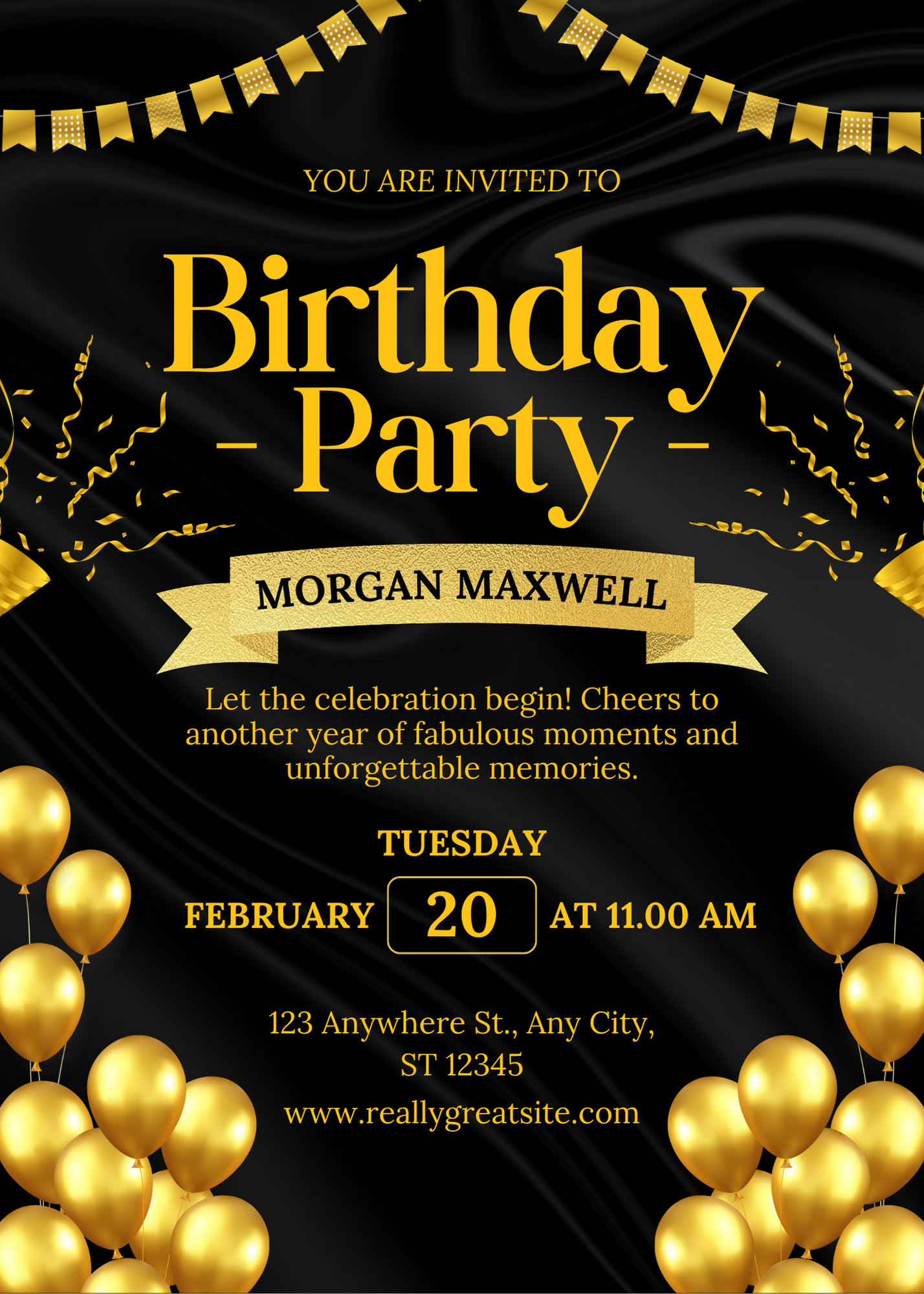 Birthday Party Invitation, Canva Template, Editable 5x7 Printable ...