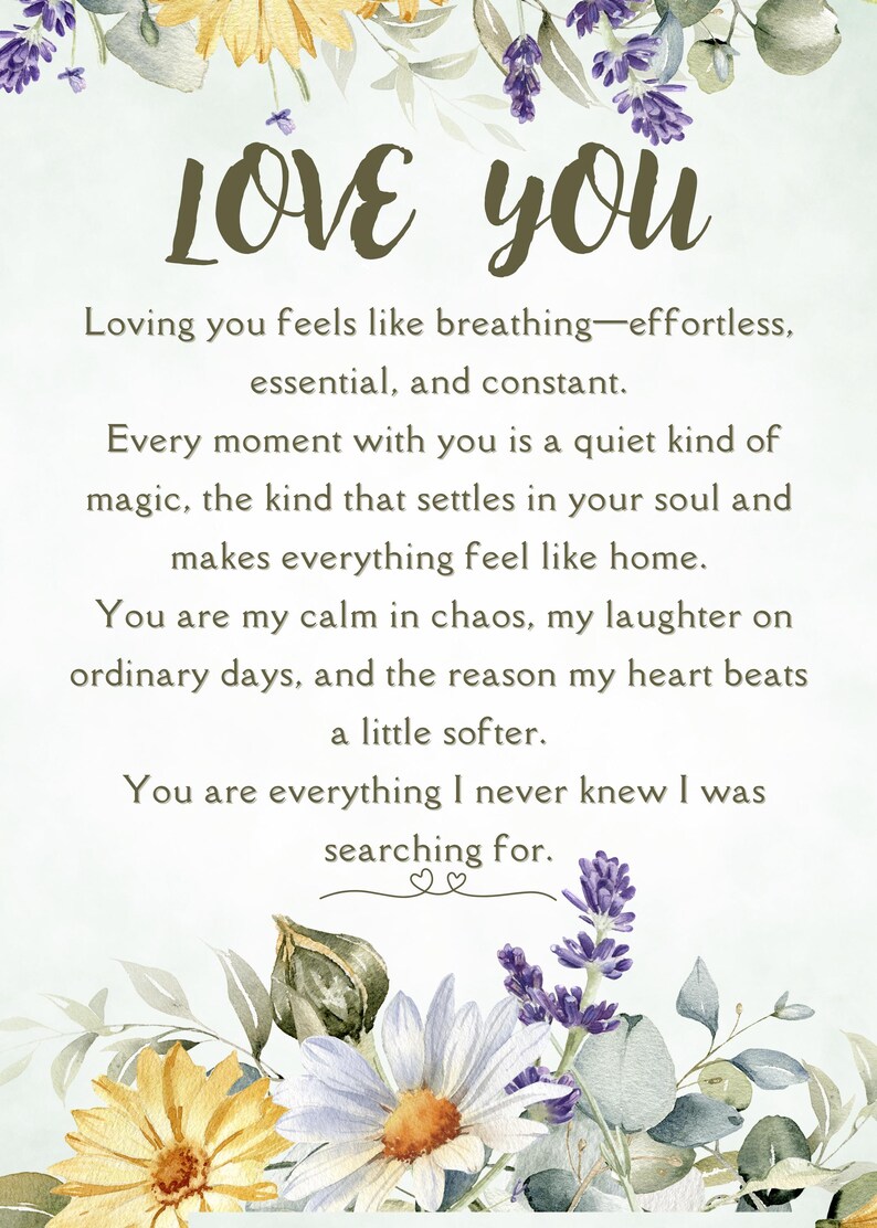 Love You Card Printable: Editable Floral Template (digital Download) - Etsy
