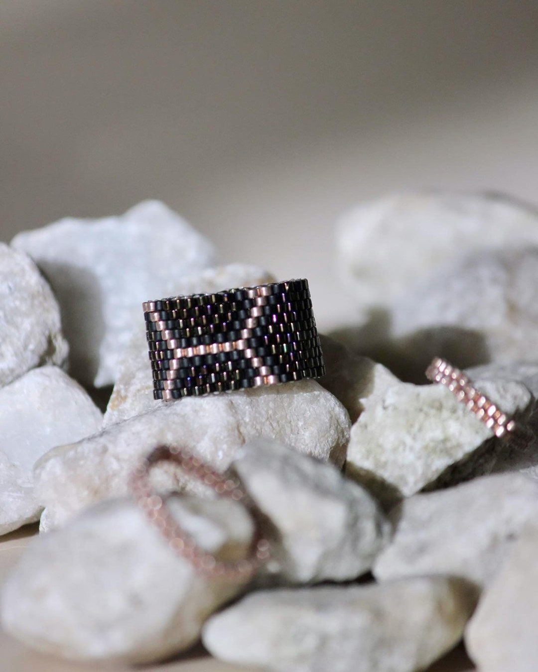 Handcrafted Beaded Ring, Beaded Ring, High-end Beaded Ring, Ring Beaded ...
