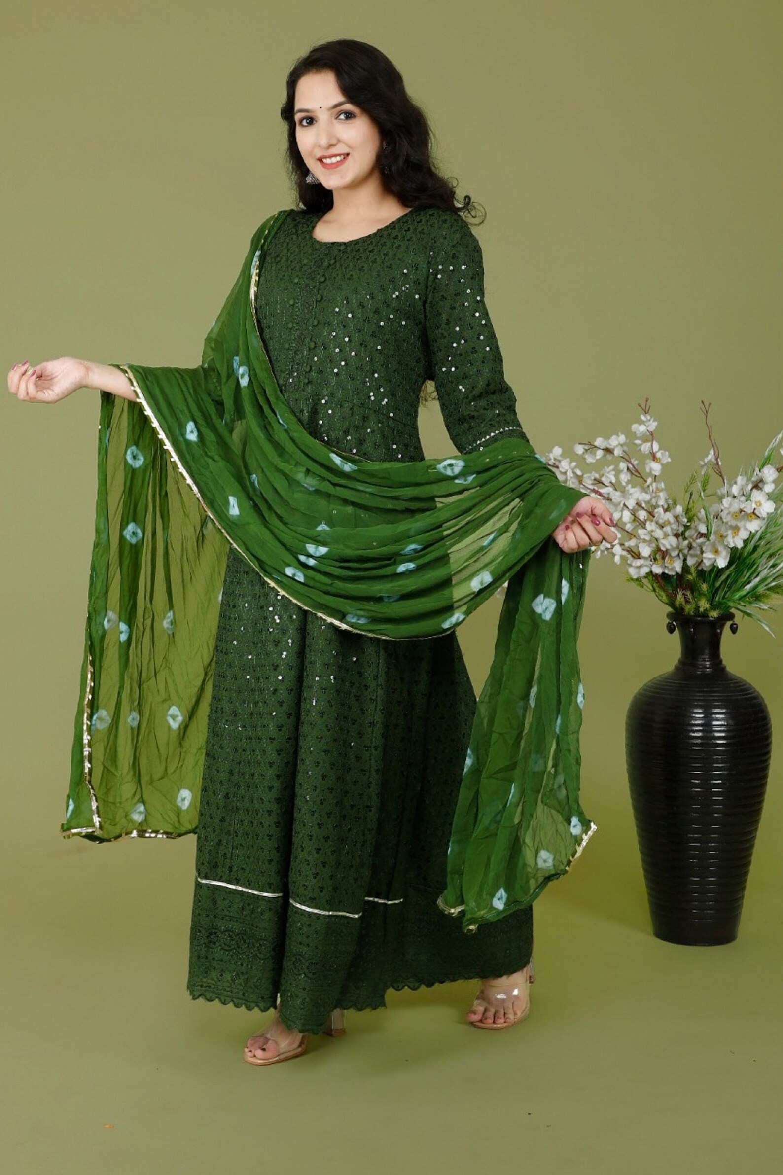 Indian Women Traditional Chikankari Work Designer Arrival - Etsy