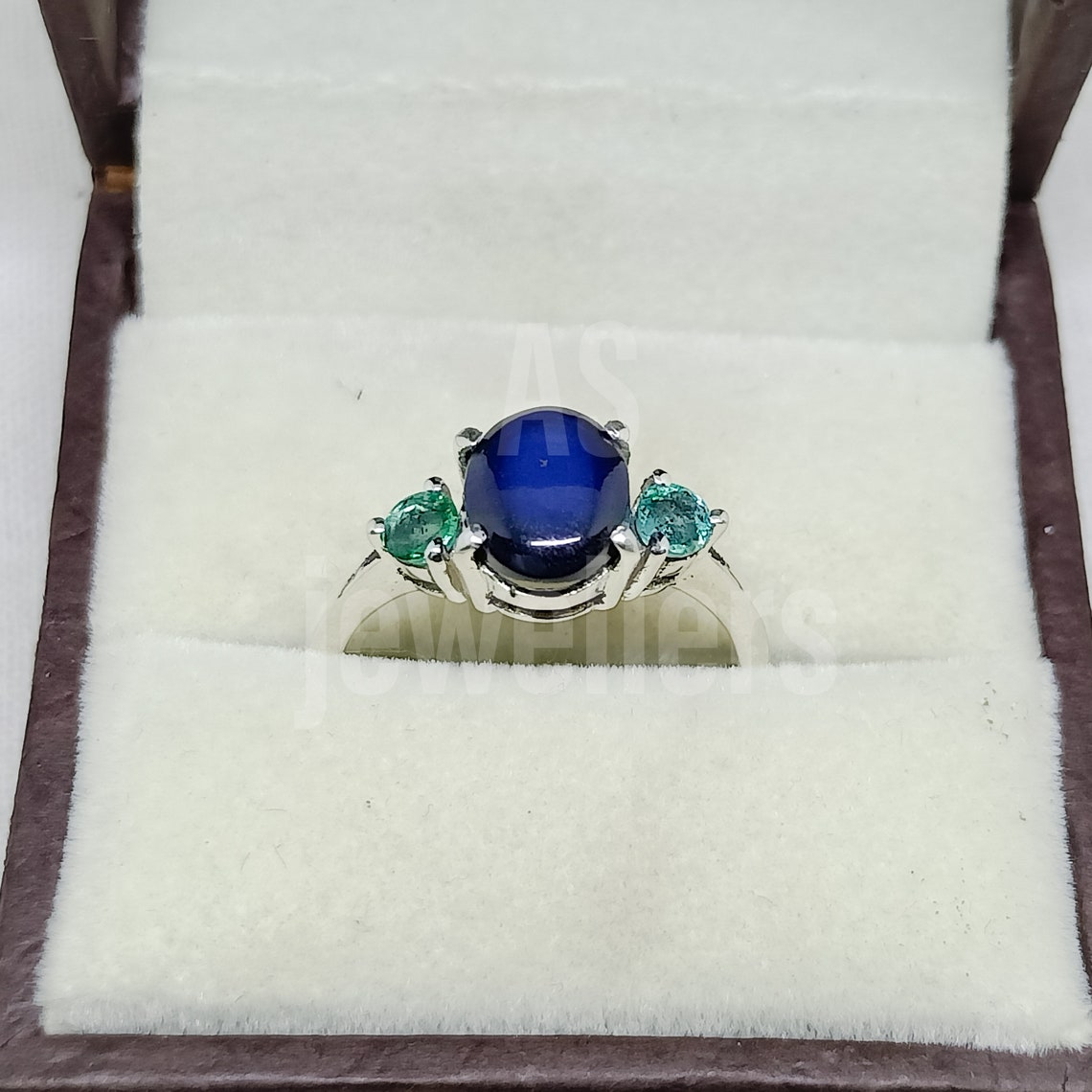 Blue Star Sapphire Ring Tension Set Ring Lab Star Sapphire - Etsy