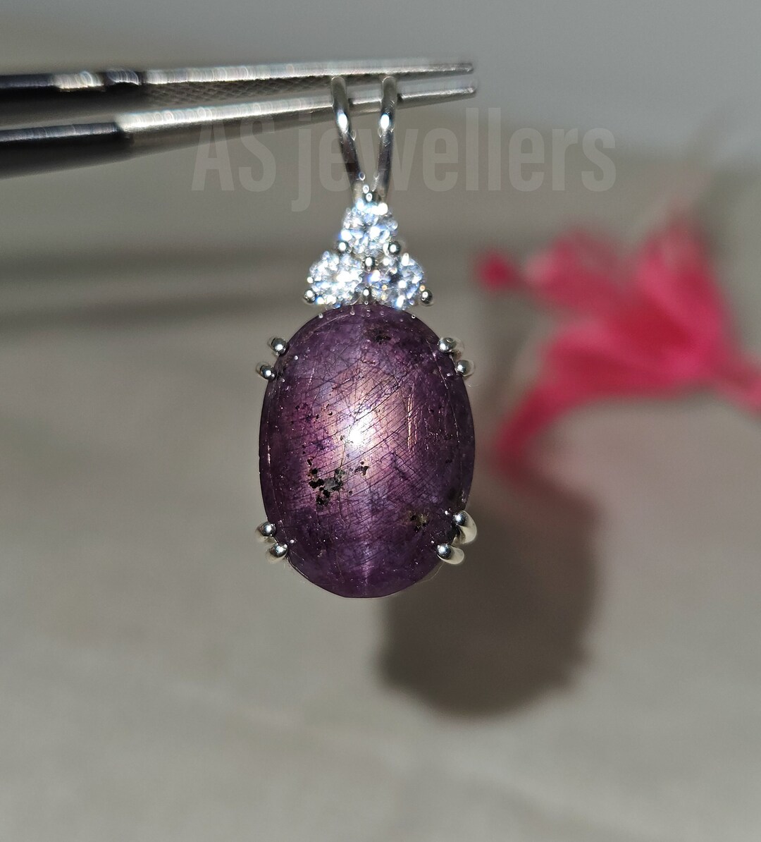 100 % Natural Star Ruby Pendent 925 Sterling Silver Star Ruby Necklace ...