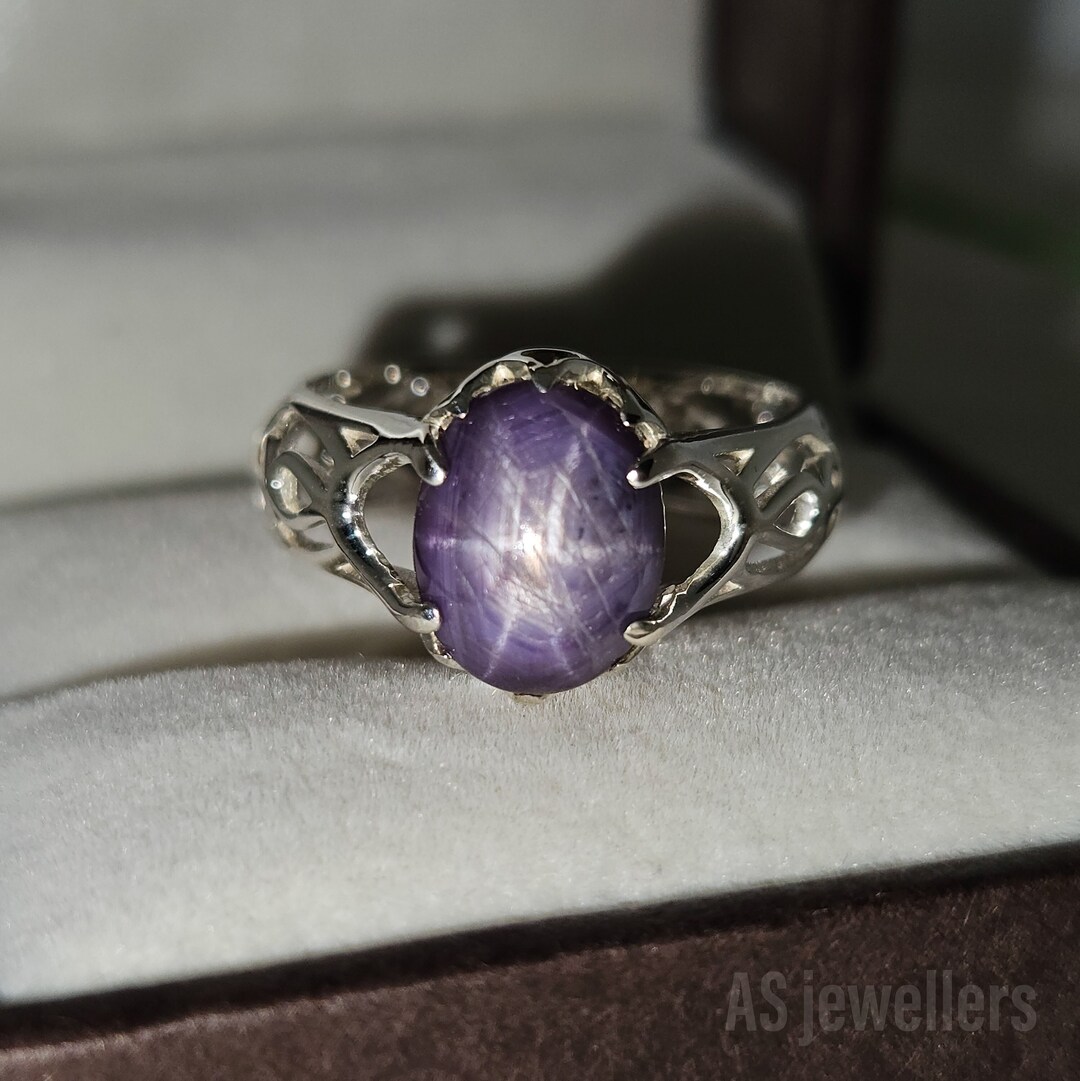 Genuine Star Ruby Ring 925 Sterling Silver July Birthstone Ring Ruby ...
