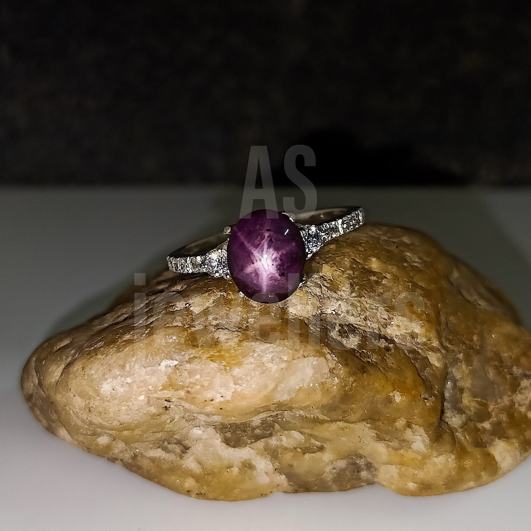 Natural Star Ruby Ring, 6 Rays Ruby Star Ring, 925 Sterling Silver Ring ...
