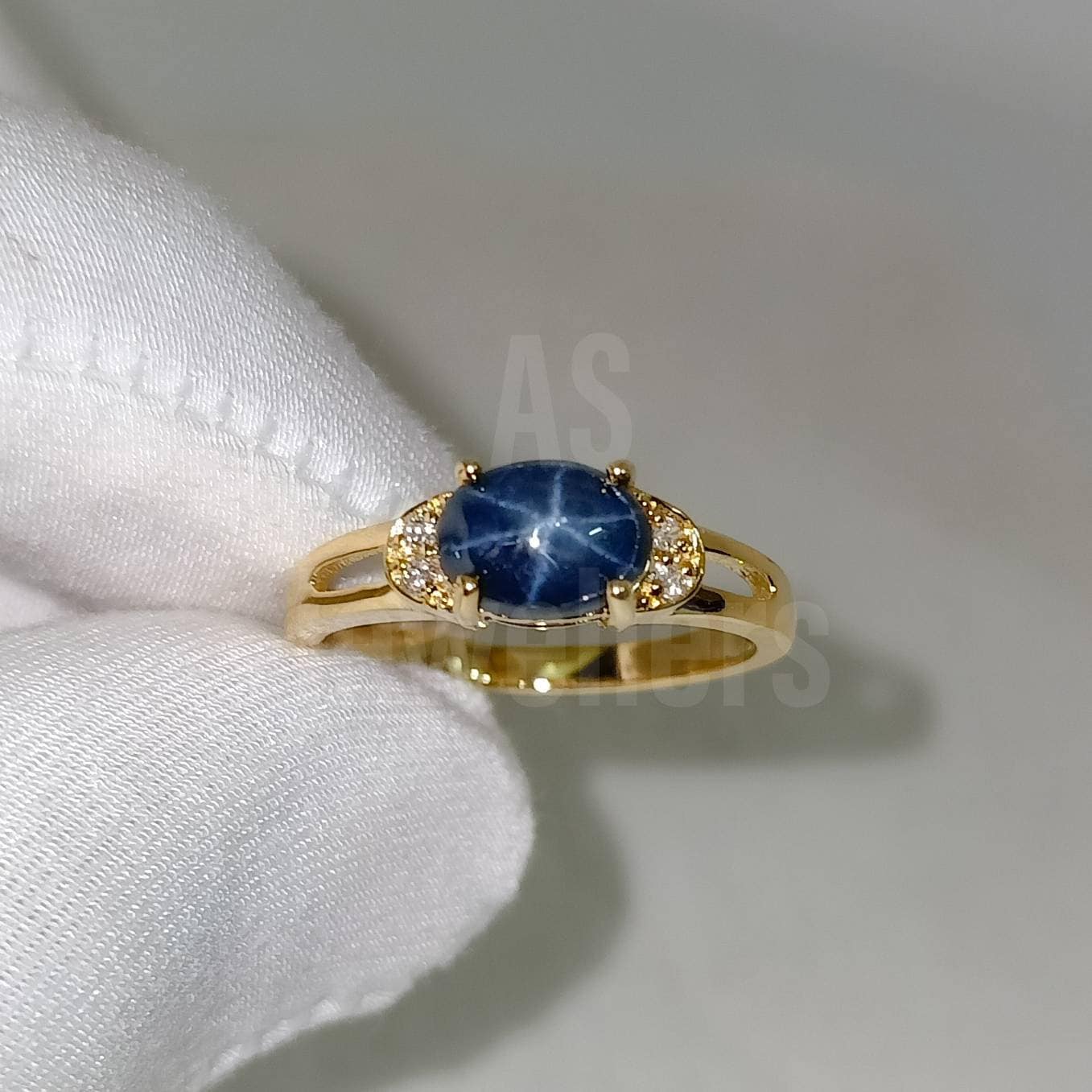 Genuine Blue Star Sapphire Ring 14k Gold White Gold Ring - Etsy