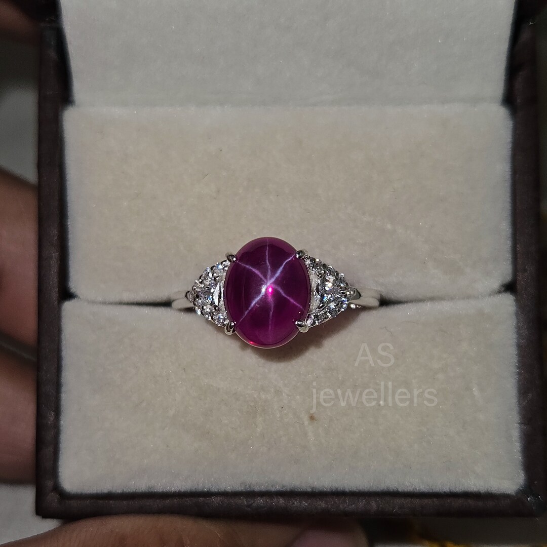 Unique Red Star Ruby Gemstone Ring 925 Sterling Silver Ring Handmade ...