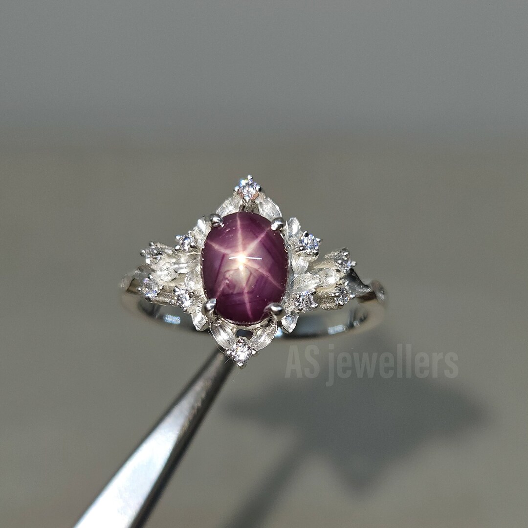 Vintage Natural Star Ruby Ring 925 Sterling Silver Ring Oval - Etsy