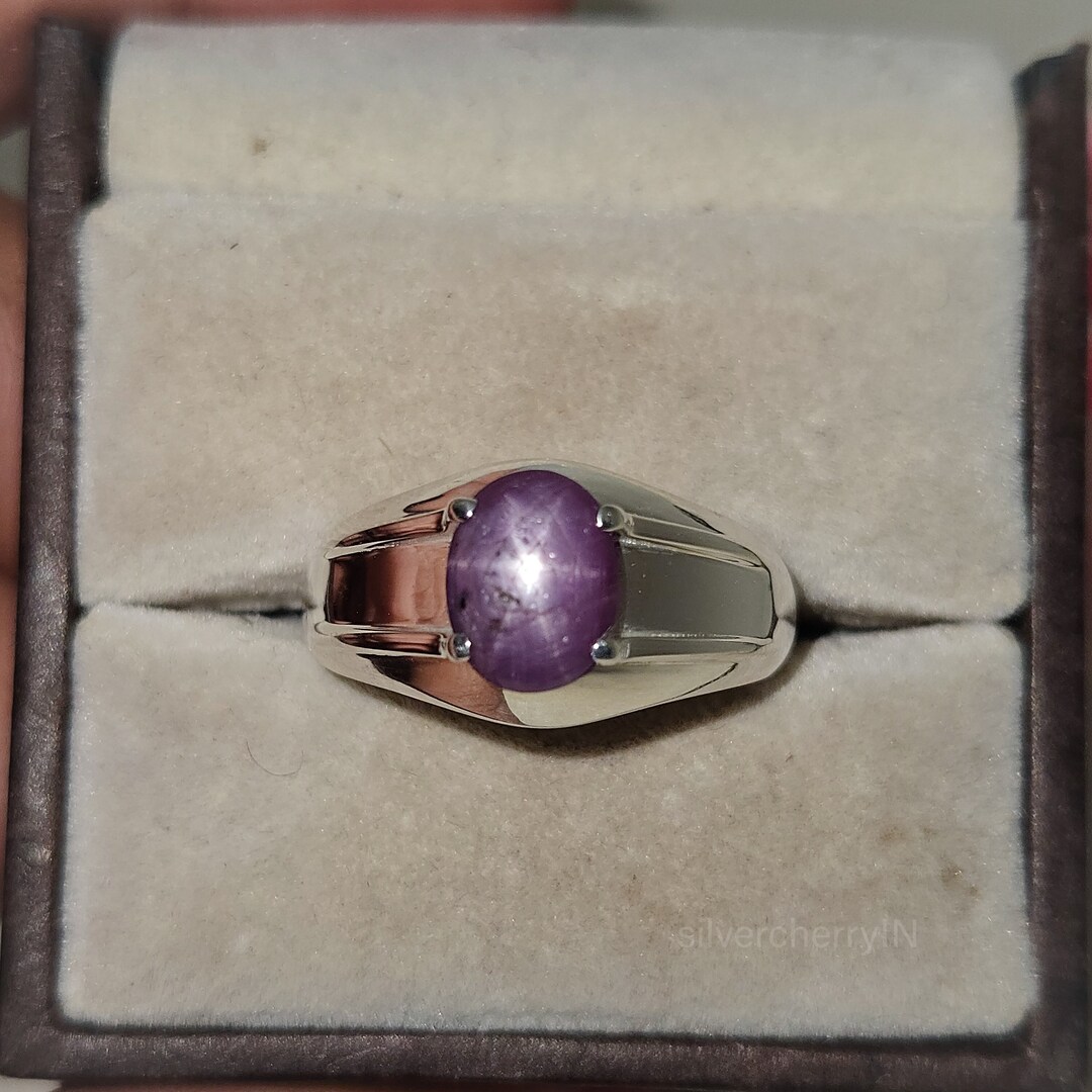 Genuine Star Ruby Ring Solid 925 Silver Ring, Natural Gemstone Ring ...