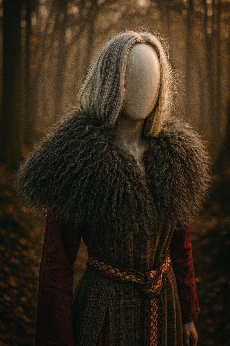 Grey Shoulder Fur With Ravens - Heidschnucke Vikings LARP Medieval ...