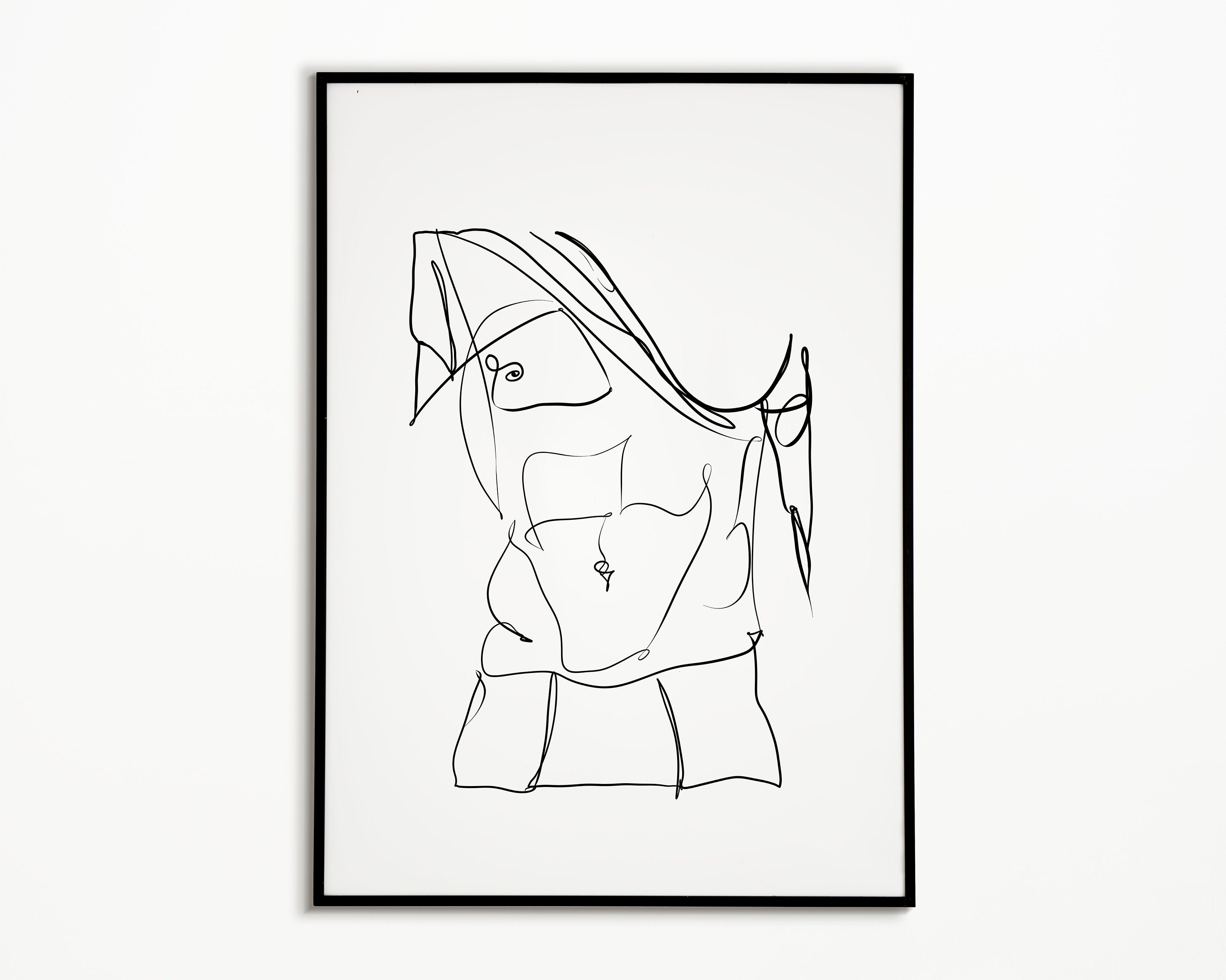 Abstract Nude Man Figure, Male Nude Line Drawing Print, Sexy Man's Abs ...