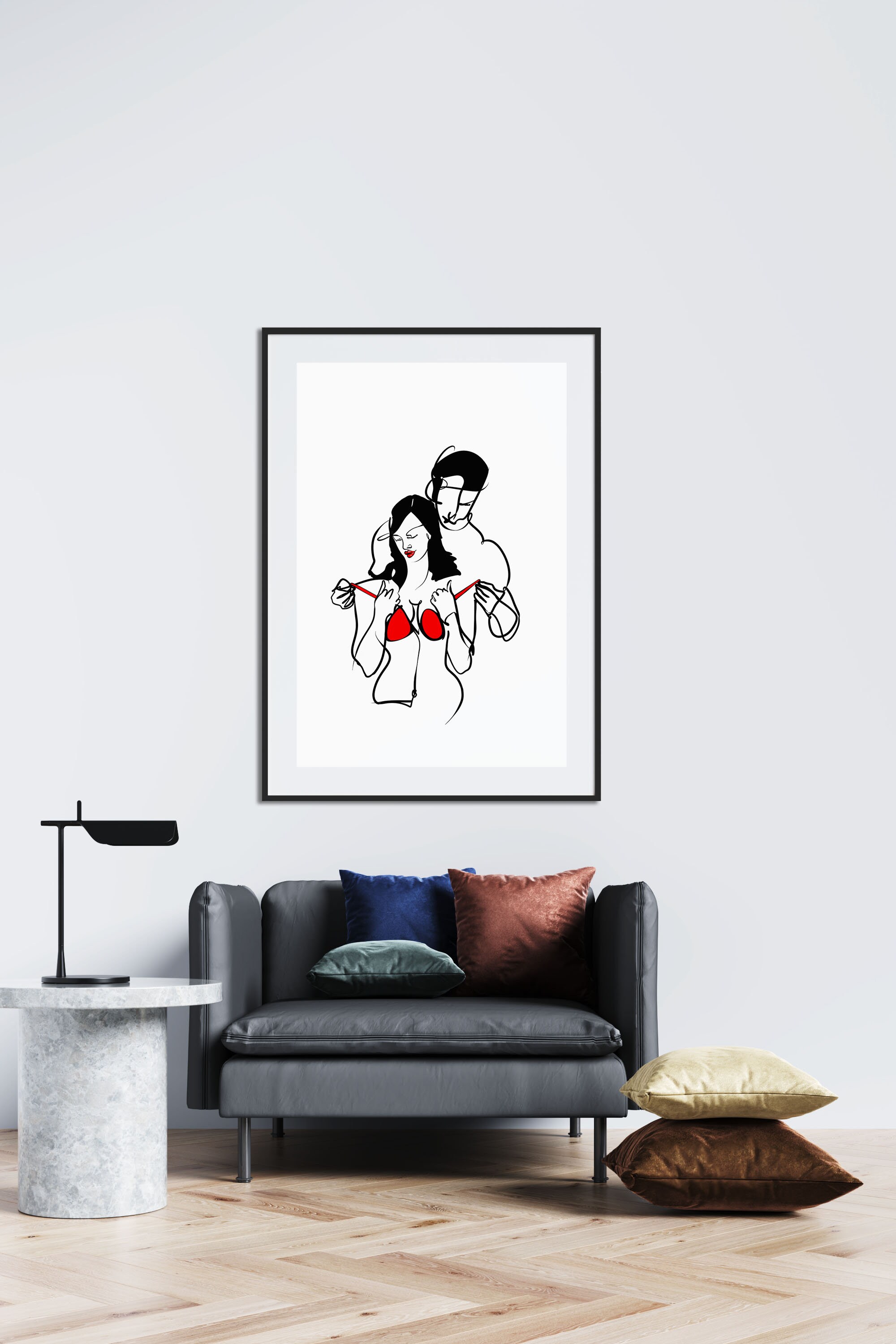 Bedroomline Art Unique Contour Drawing Sexy Bedroom Decor Etsy