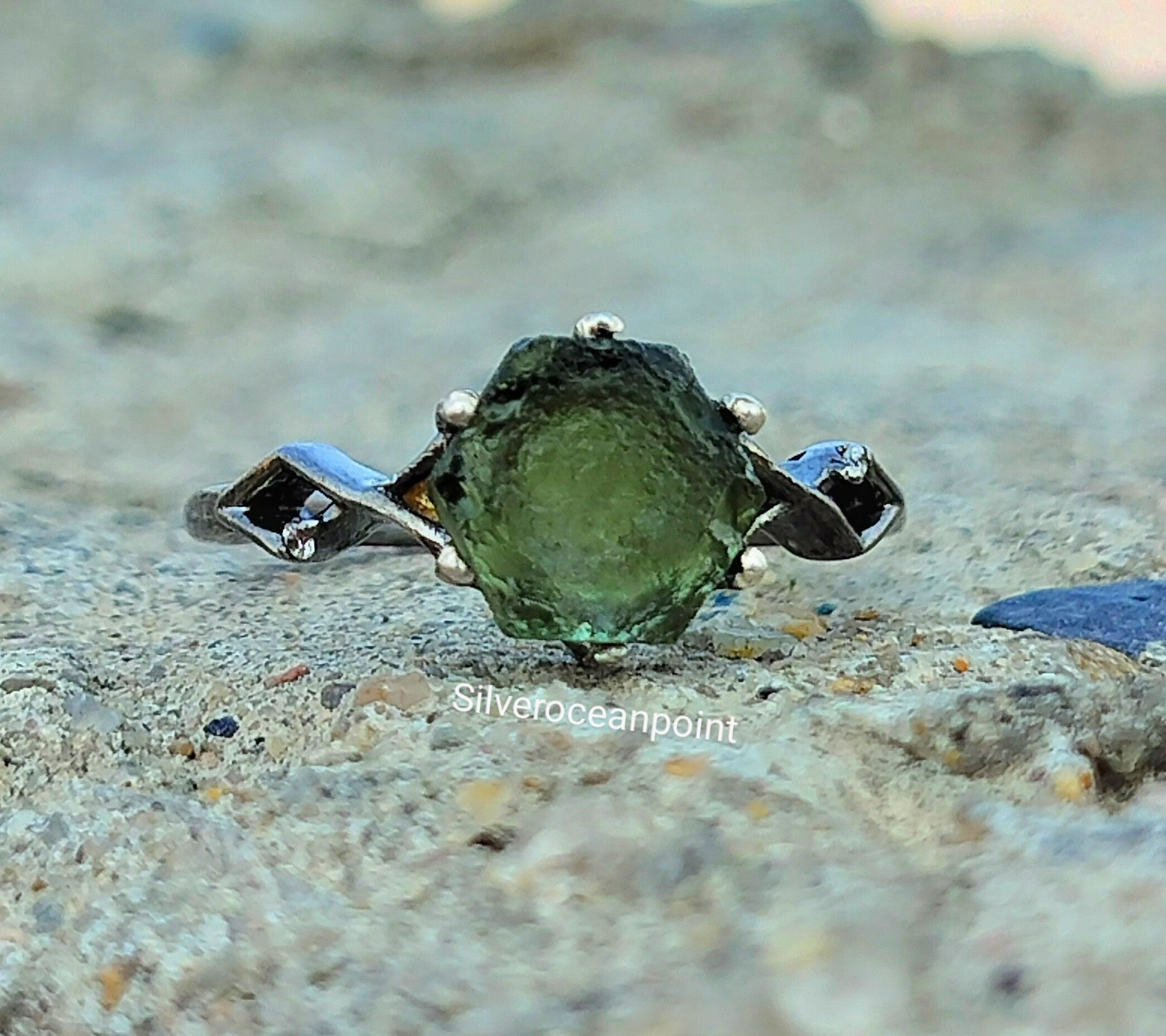 Hexagon Moldavite Ring Rough/925 Sterling Silver Naturel Handmade ...