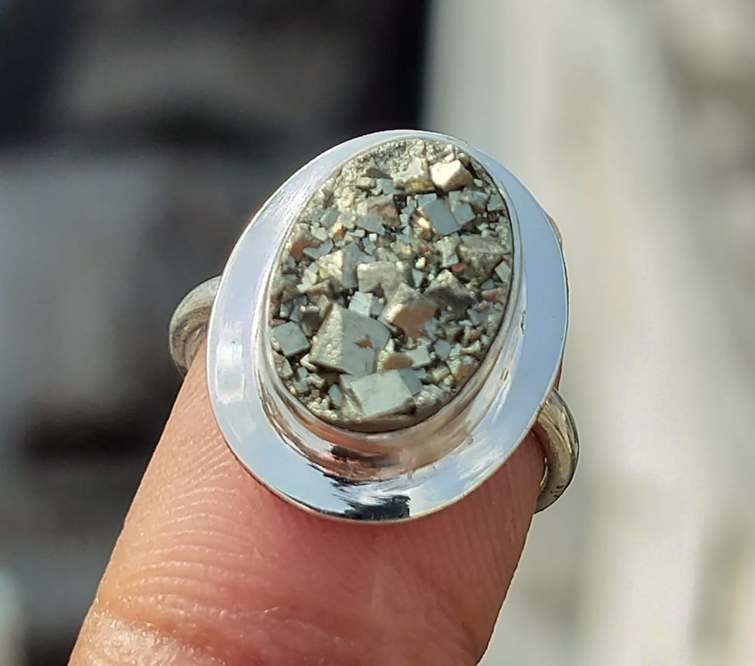 Pyrite Rough Ring 925 Sterling Silver Ring Handmade Gemstone Ring ...