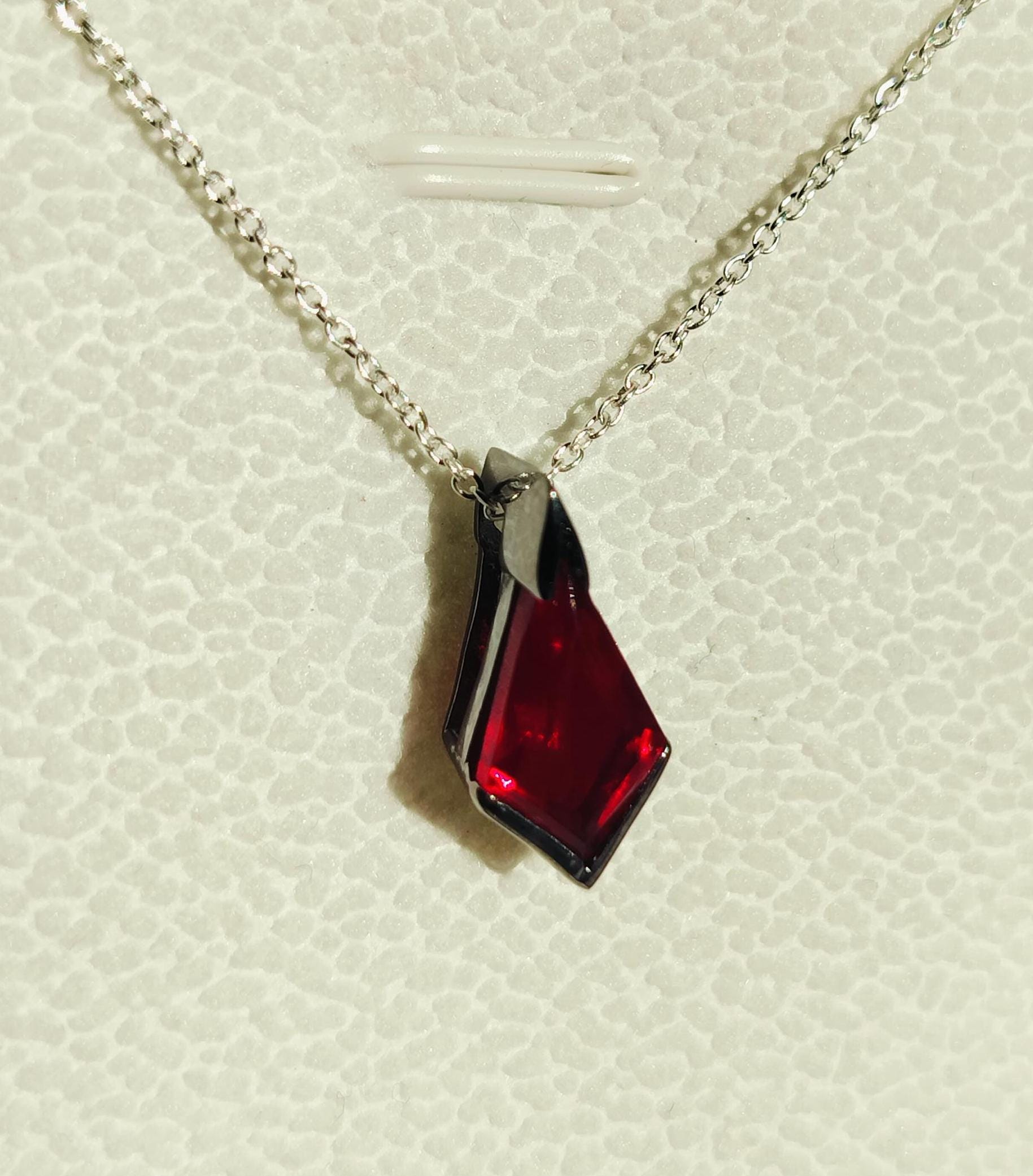 Vintage Kite Ruby Pendant Necklace: 925 Sterling Silver, Handmade ...