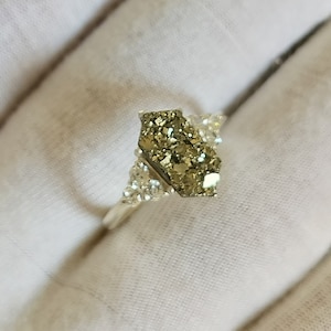 Handmade Pyrite Ring, Long Hexagon, Sterling Silver - Etsy
