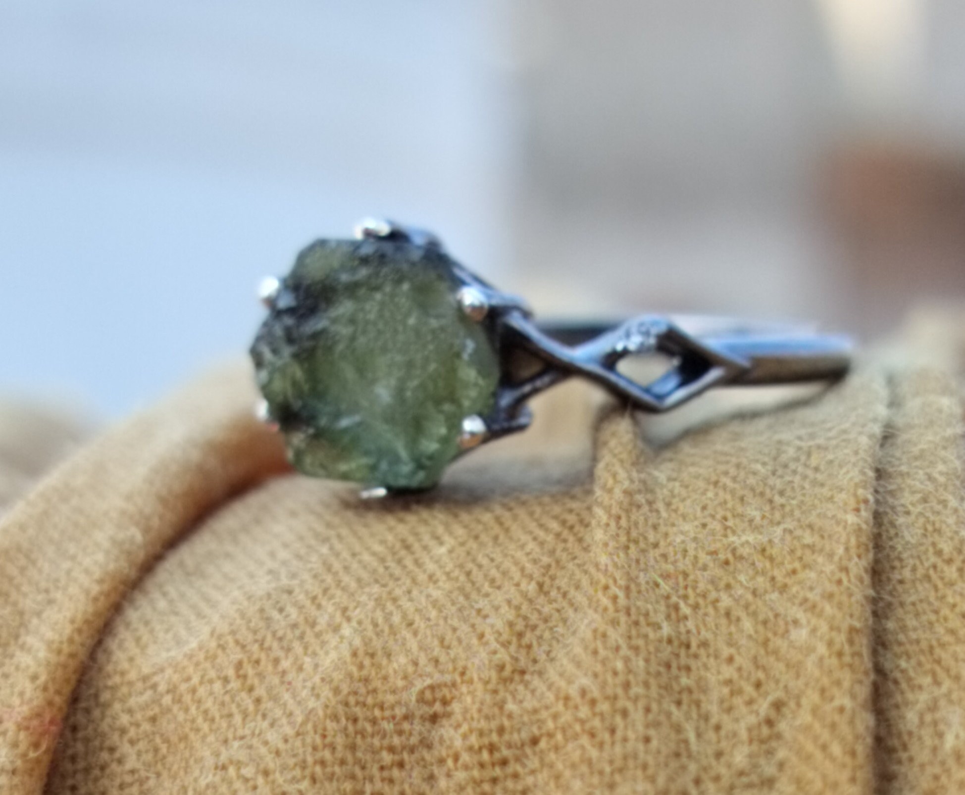Hexagon Moldavite Ring Rough/925 Sterling Silver Naturel Handmade ...