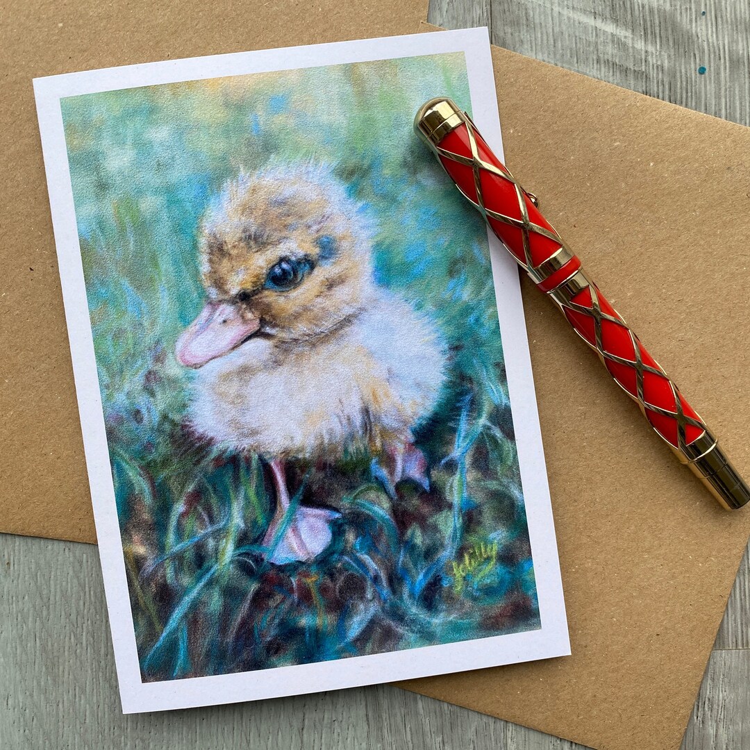 Cute Duckling Card. Bird Drawing. Fine Art Card. Pastel - Etsy