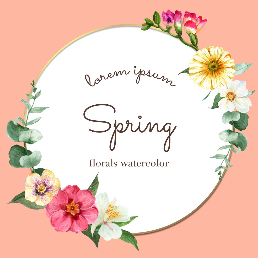 Watercolor Spring Wreath Clipart, Floral Wreath, PNG Clipart, Modern ...