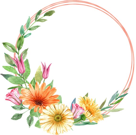 Watercolor Spring Wreath Clipart Floral Wreath PNG Clipart | Etsy