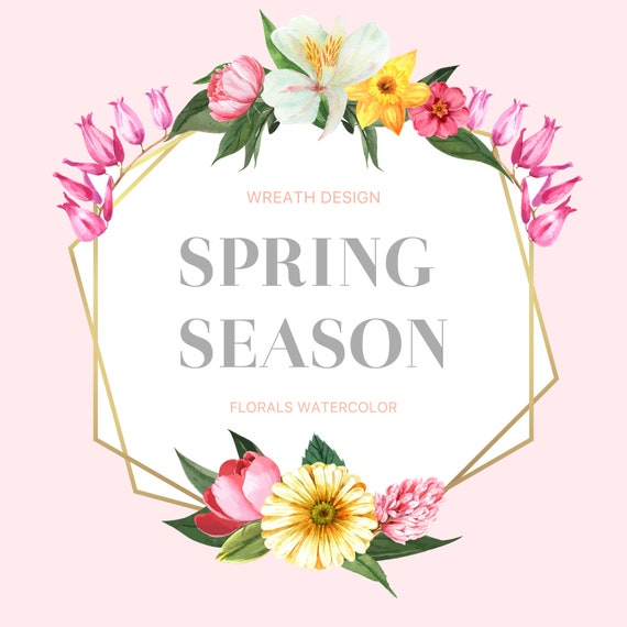 Watercolor Spring Wreath Clipart Floral Wreath PNG clipart | Etsy