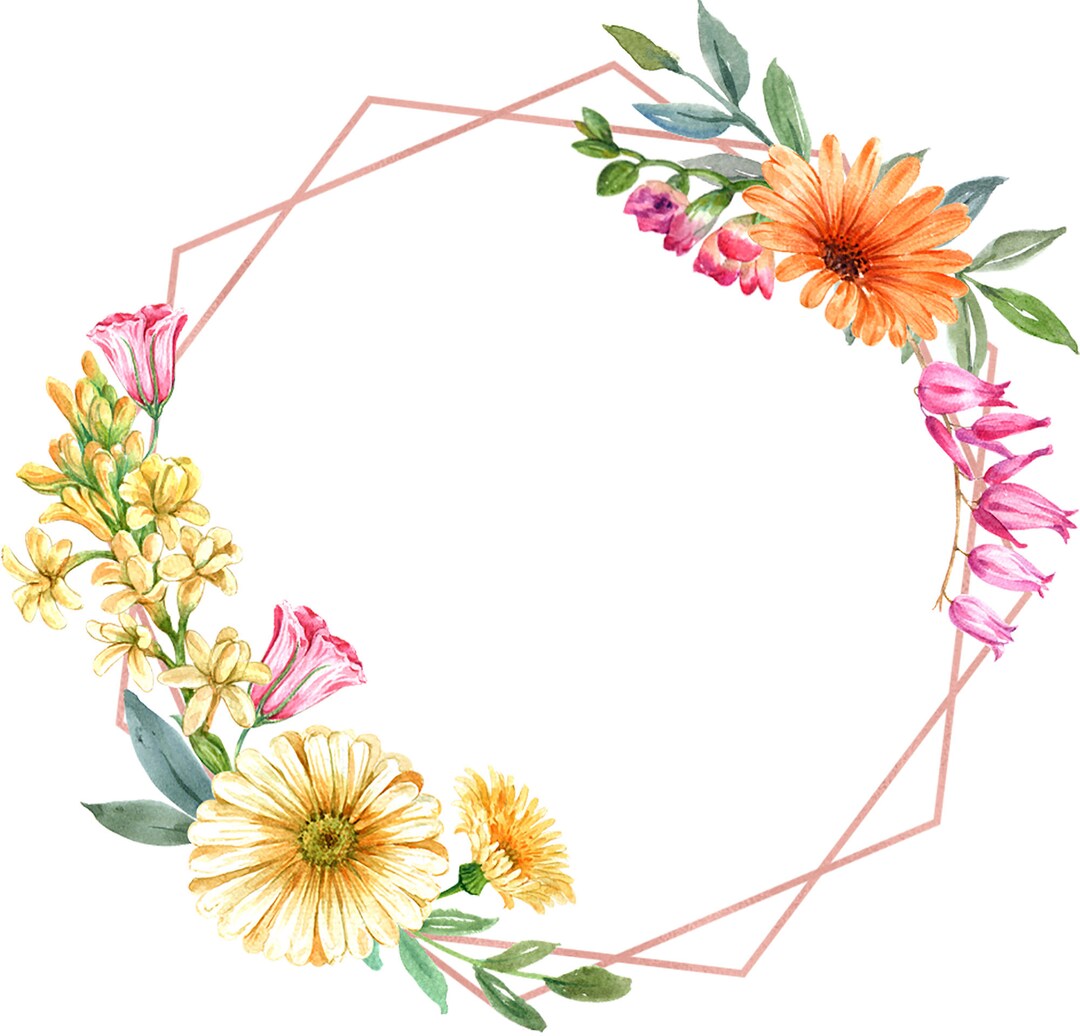 Watercolor Spring Wreath Clipart, Floral Wreath, PNG Clipart, Modern ...