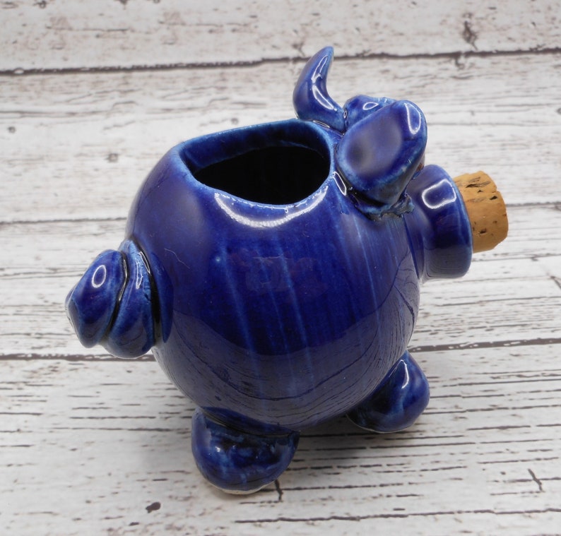 Blue Ceramic Pig Container With Cork Snout PRICE REDUCED 1/23/24 - Etsy