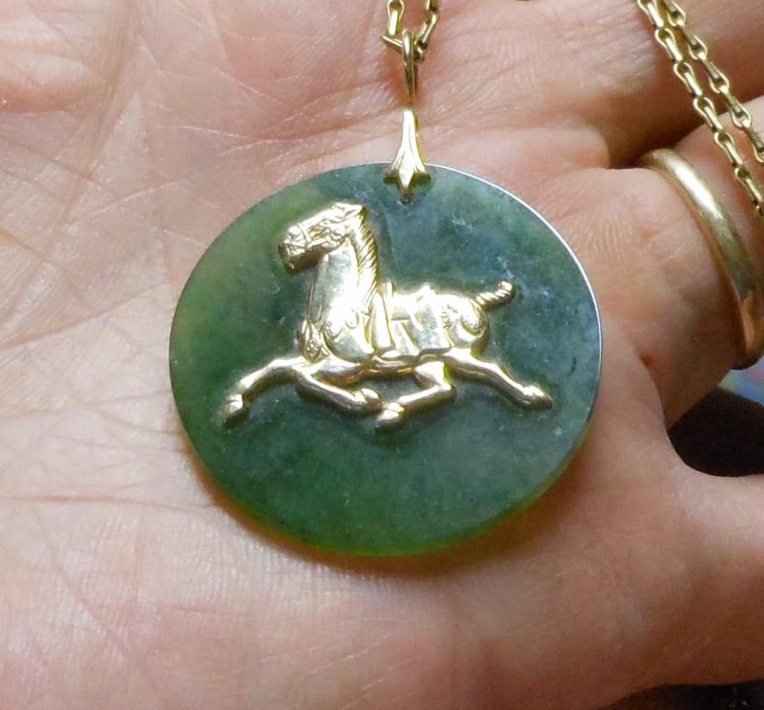 Pendant of the Imperial Horse Franklin Mint Vintage 1978 Jade and 14 ...