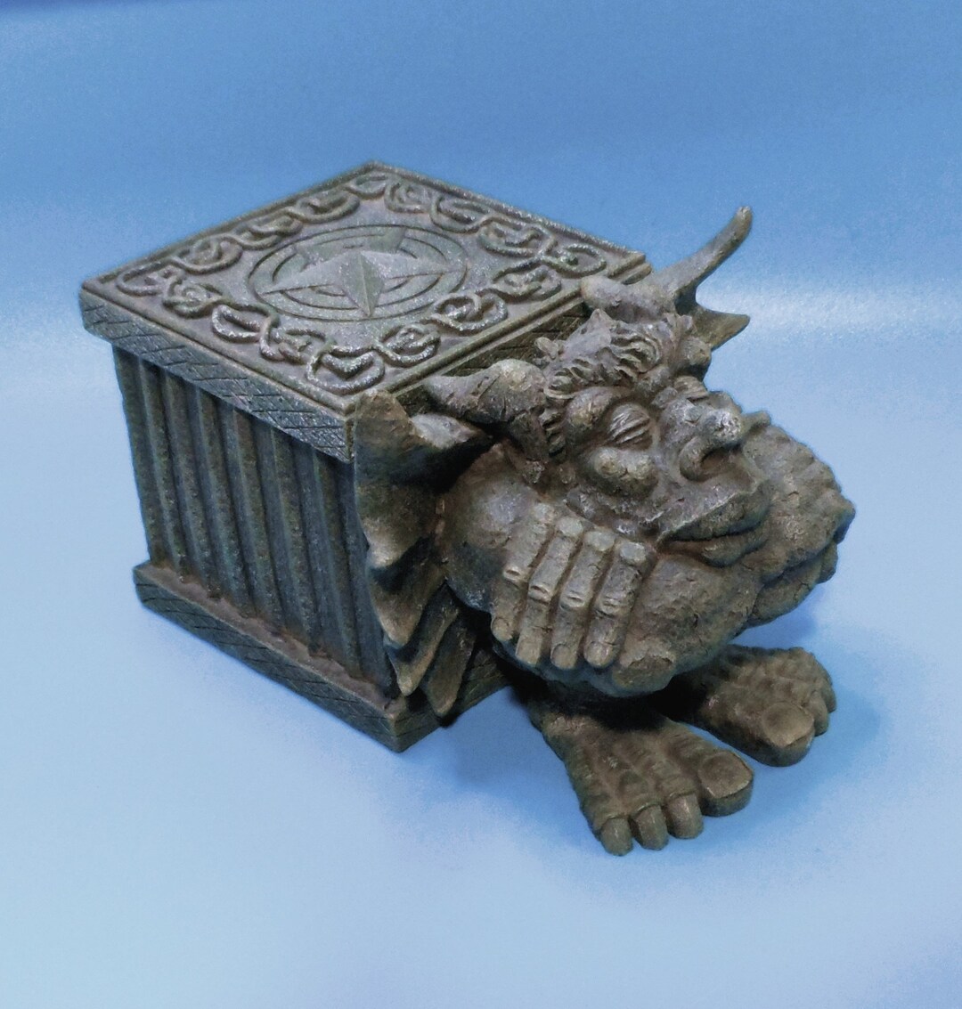Winged Grotesque/chimera Box With Celtic Knot Type Design and a Star on ...