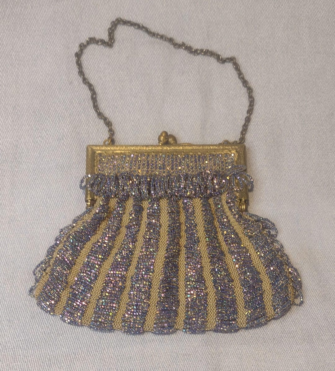 Antique Art Deco Flapper Party Bag Knitted Blue Glass Czech Beads ...