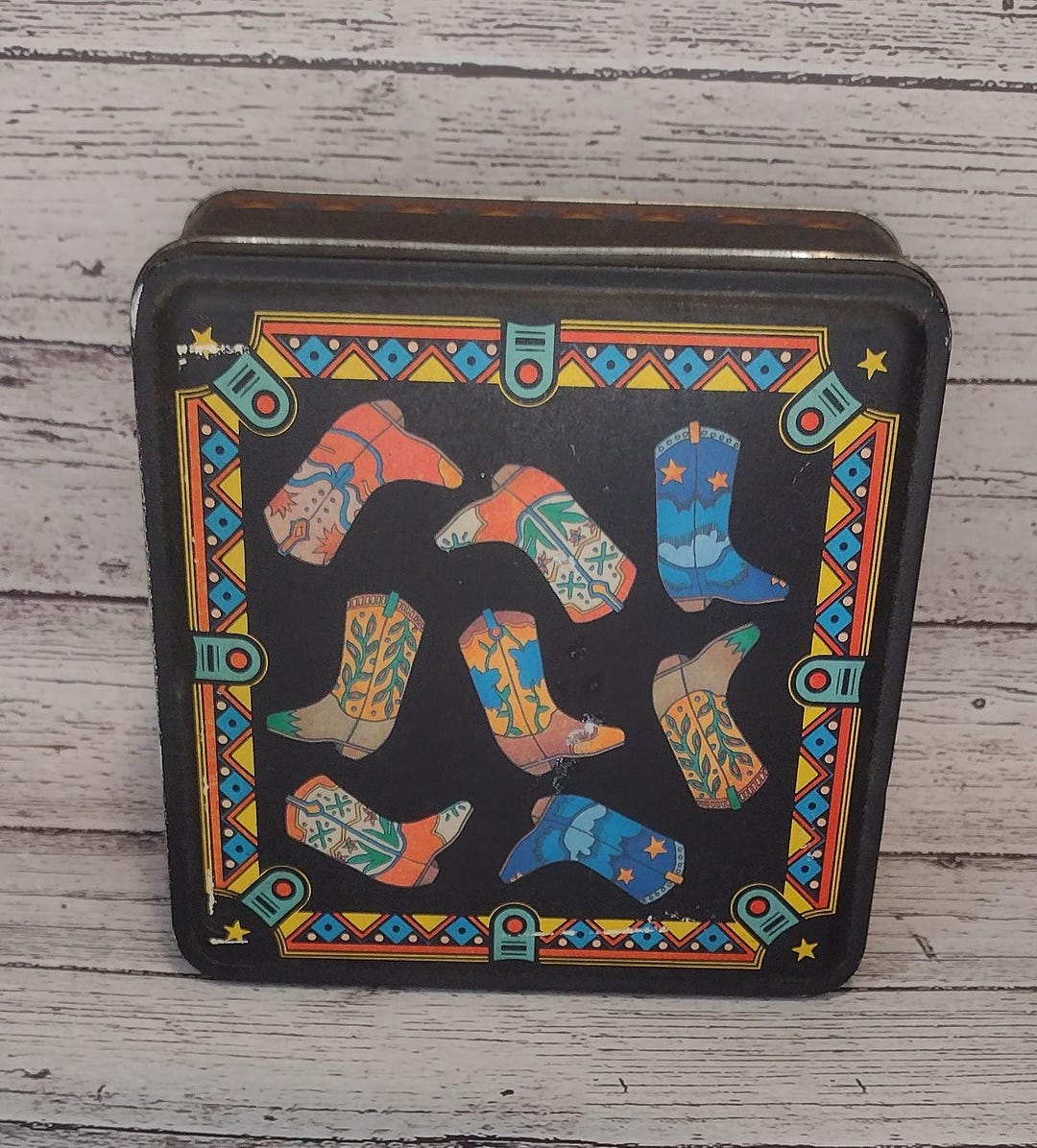 Cowboy Boots Collectible Tin Western Vintage Storage - Etsy