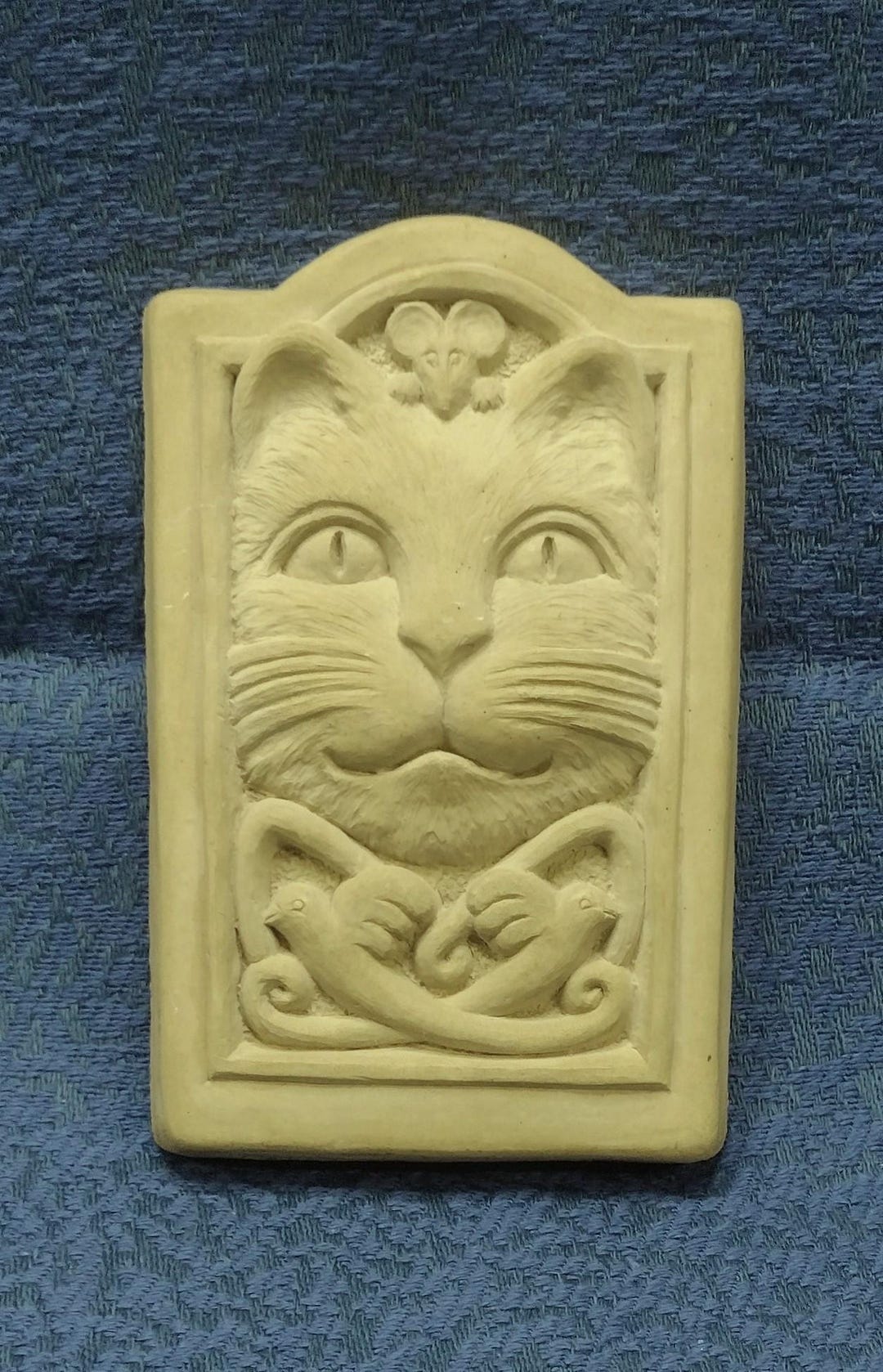 Celtic Cat Plaque Hand Cast in Stone Vintage Signed Carruth Copyright ...