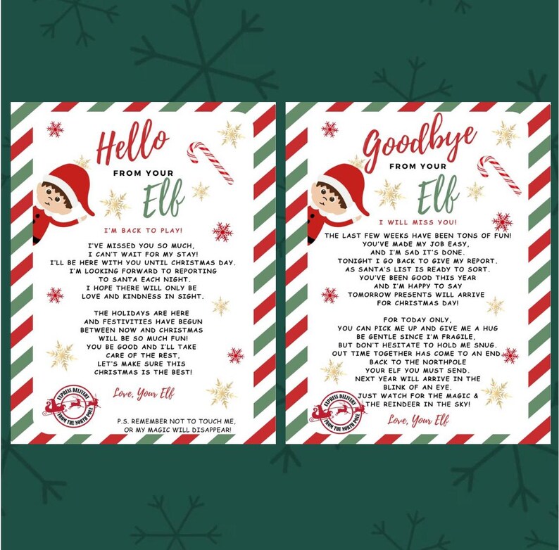 Elf Letter, Elf Welcome Back Letter, Goodbye Elf Letter, Elf Arrival ...