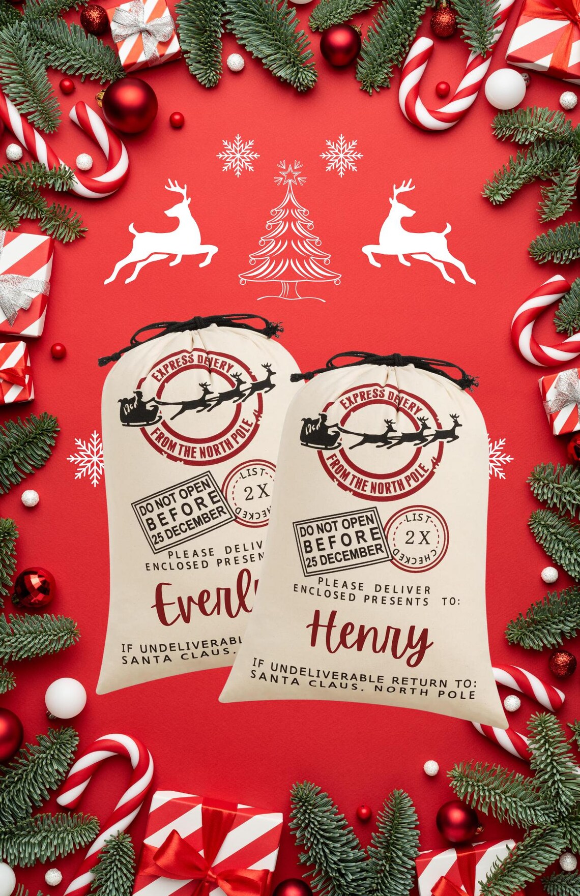 Personalized Santa Sack, Christmas Gift Sack, Custome Name Christmas ...