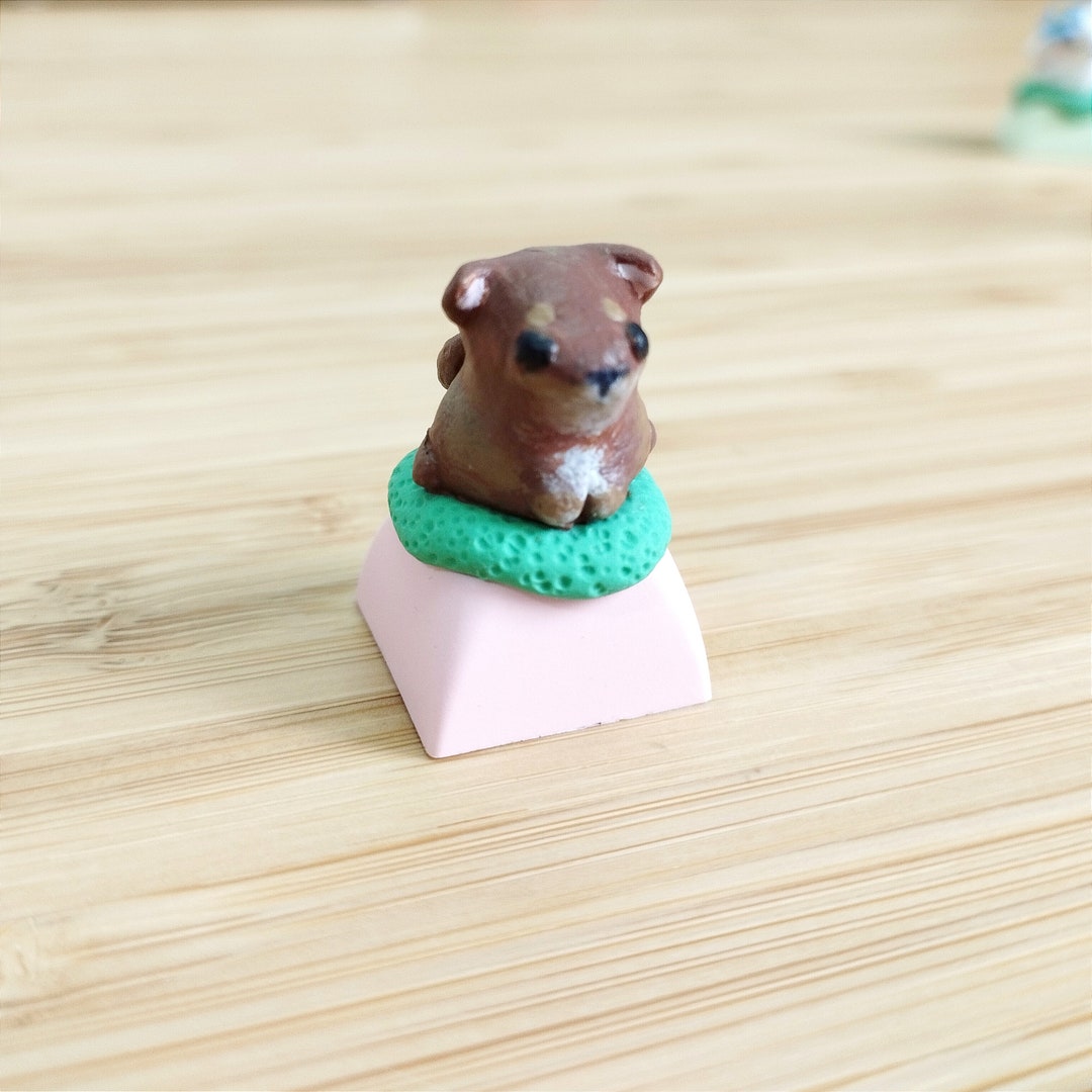 Kawaii Brown Puppy Artisan Keycap, Handcrafted Polymer Clay Dog Key Cap ...