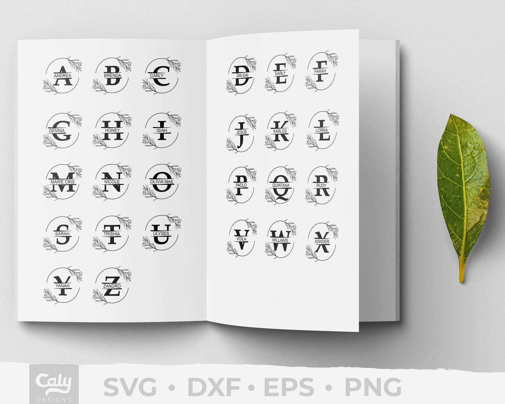 Alphabet First Name Monogram SVG Split Monogram Frame Vector - Etsy