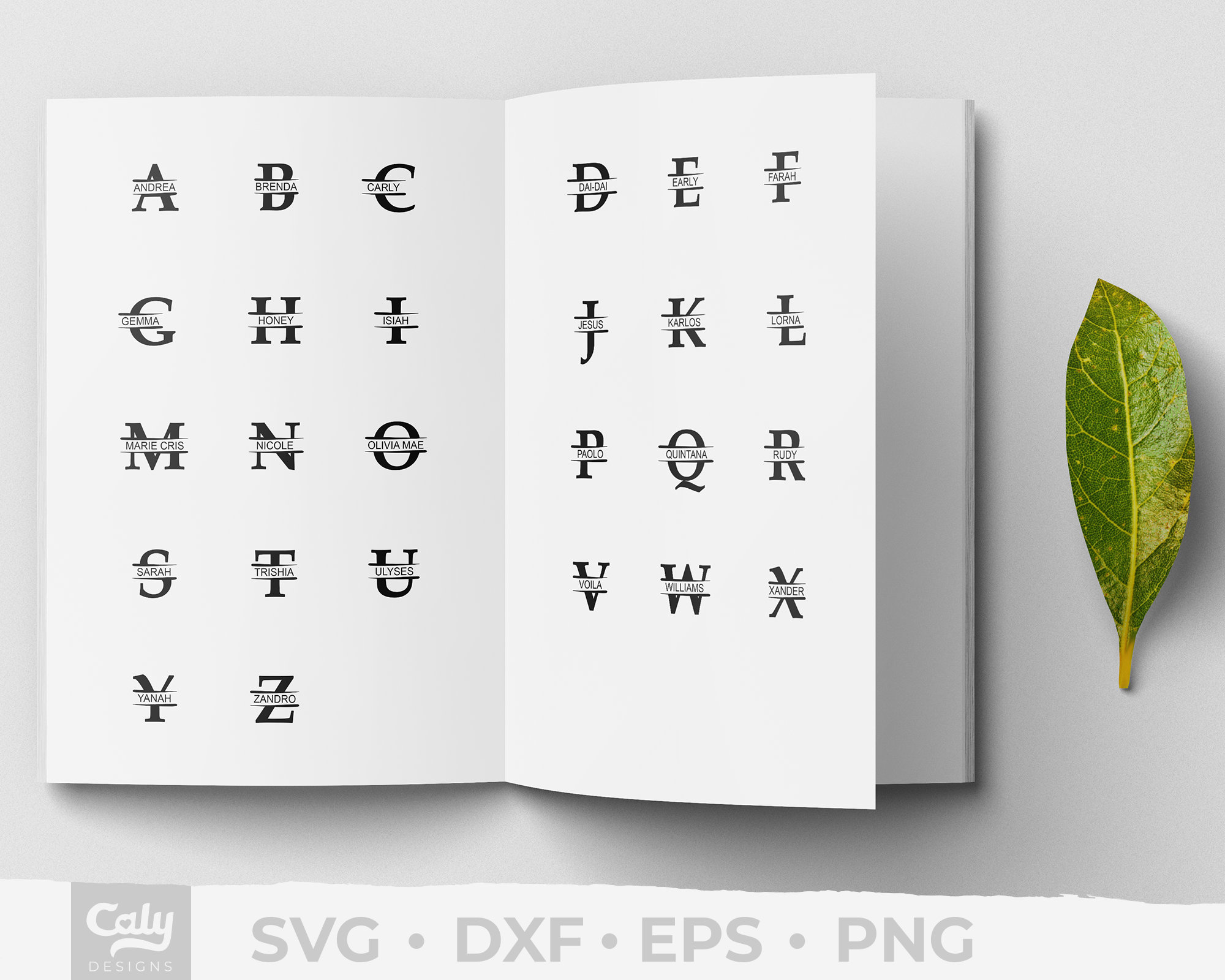 Alphabet First Name Monogram SVG, Split Monogram Frame Vector, Name ...