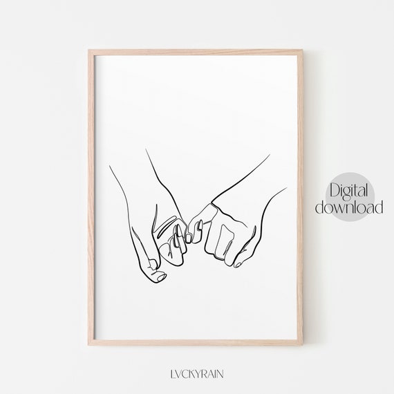 One Line Art Couple Hands Holding Hands Line Art Print Hands - Etsy