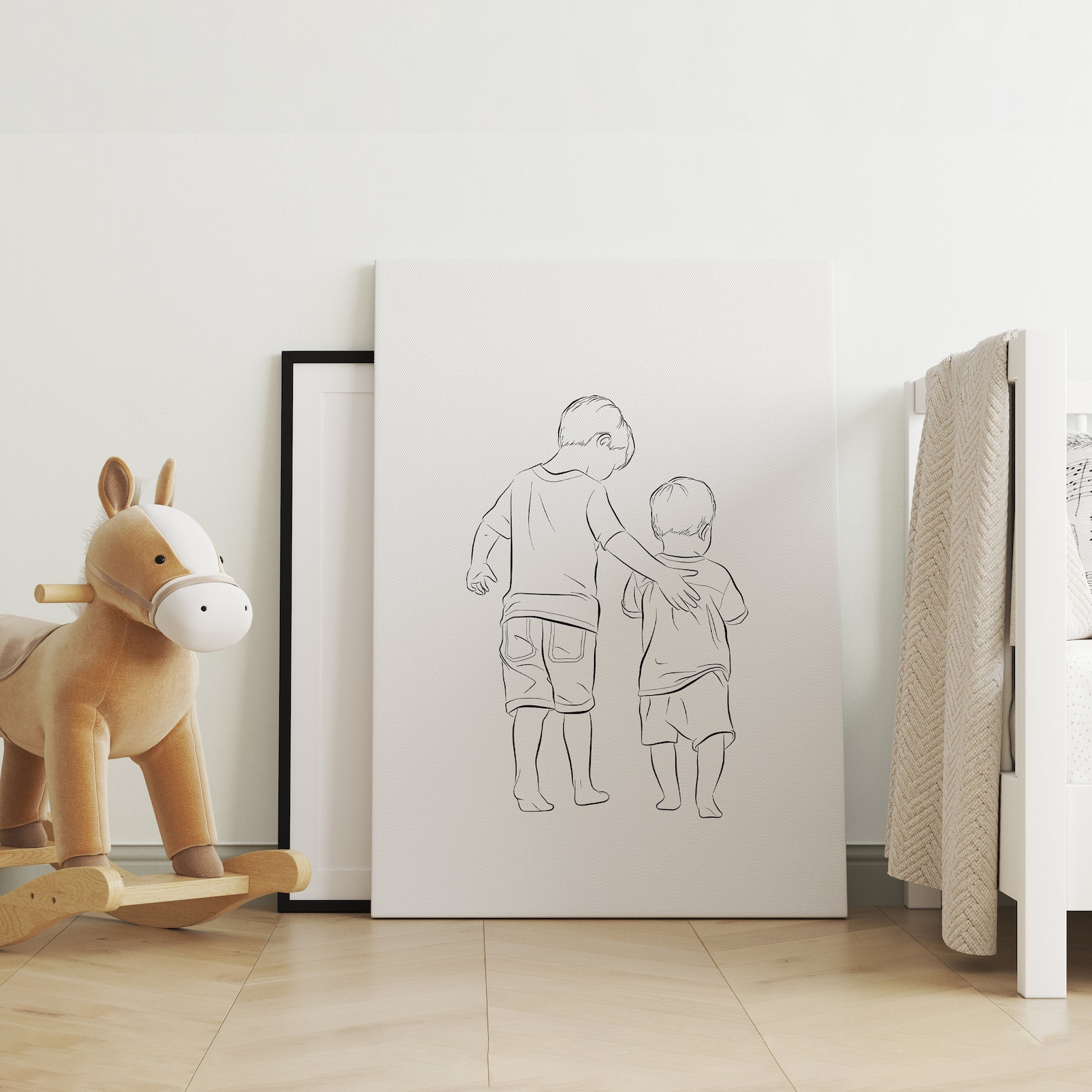 Brother Print, Brother Little Brother Line Art, Brothers Gift, Family ...