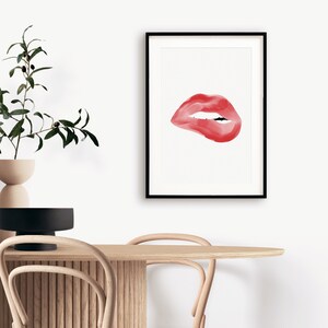 Red Lips Print, Lips Printable, Lips Painting, Lips Poster, Kiss Line ...