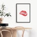 Red Lips Print, Lips Printable, Lips Painting, Lips Poster, Kiss Line ...