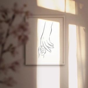 Hands Line Drawing, Baby Hand Line Art, One Line Hands, Mother and Baby ...