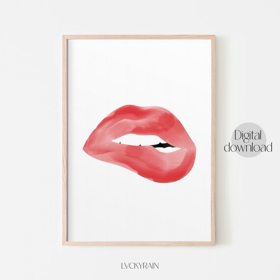 Red Lips Print Lips Printable Lips Painting Lips Poster - Etsy