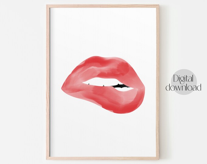 Red Lips Print Lips Printable Lips Painting Lips Poster - Etsy