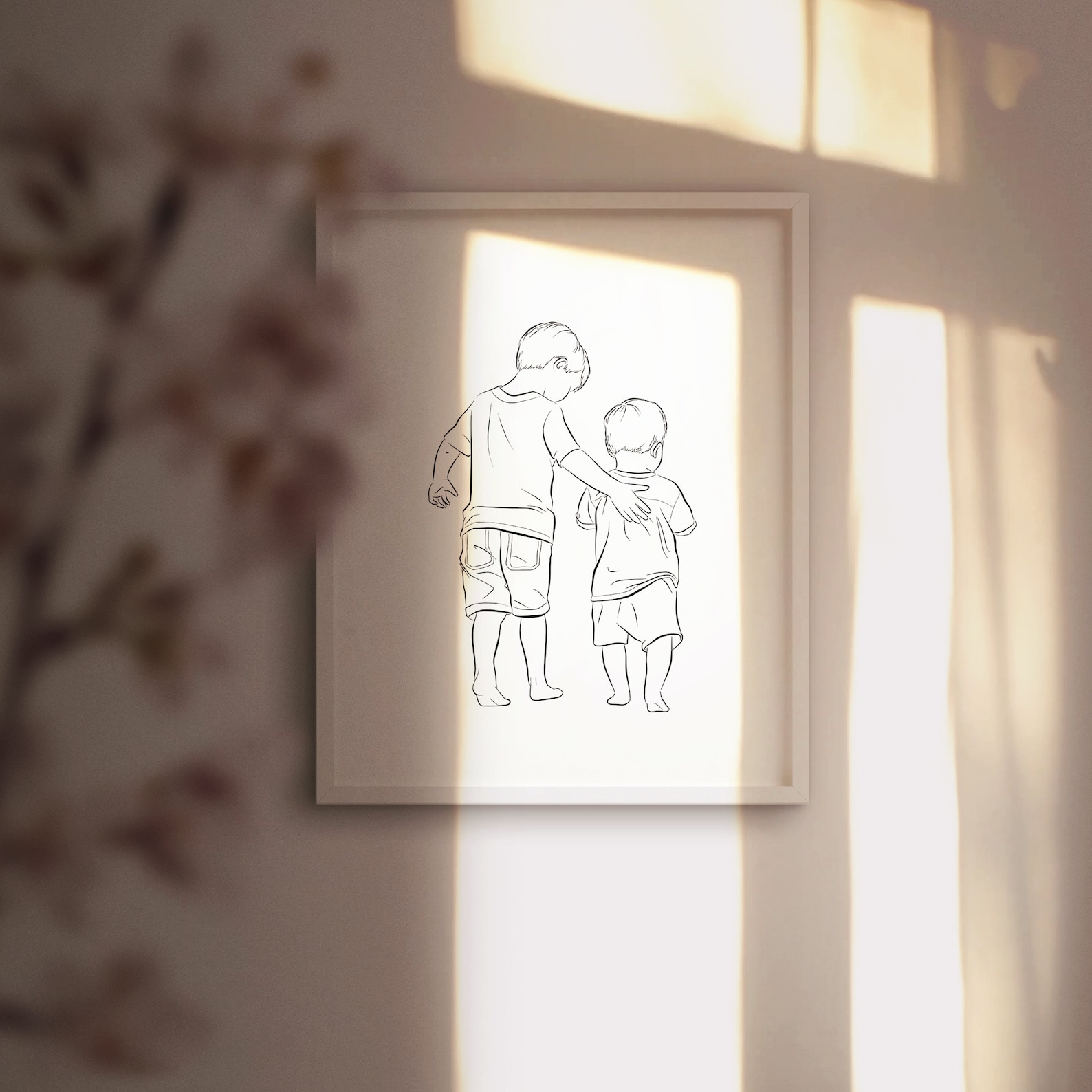 Brother Print, Brother Little Brother Line Art, Brothers Gift, Family ...