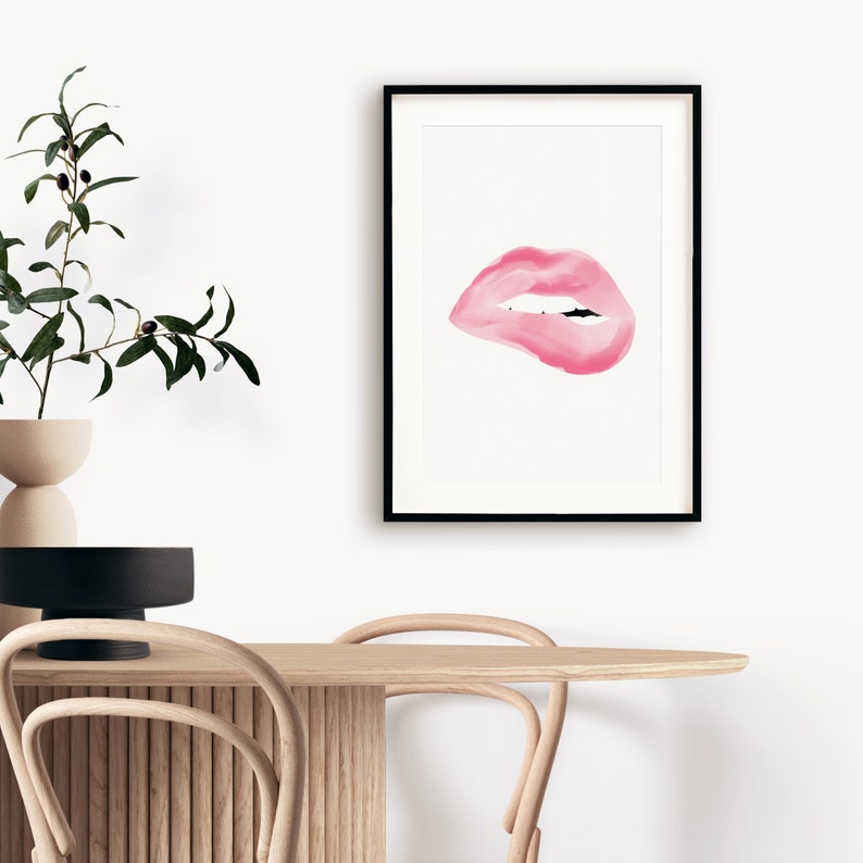 Pink Lips Print Lips Printable Lips Painting Lips Poster - Etsy