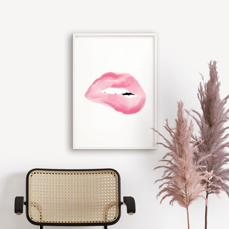 Pink Lips Print Lips Printable Lips Painting Lips Poster - Etsy