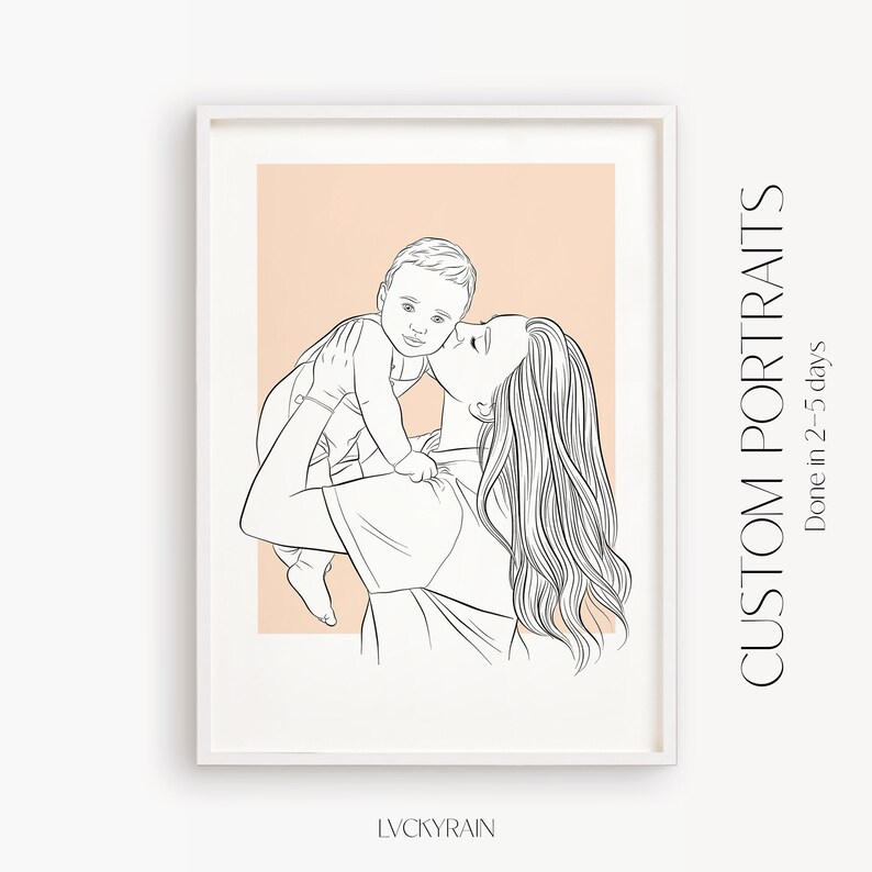 Family Line Drawing Custom Family Portrait From Photo - Etsy