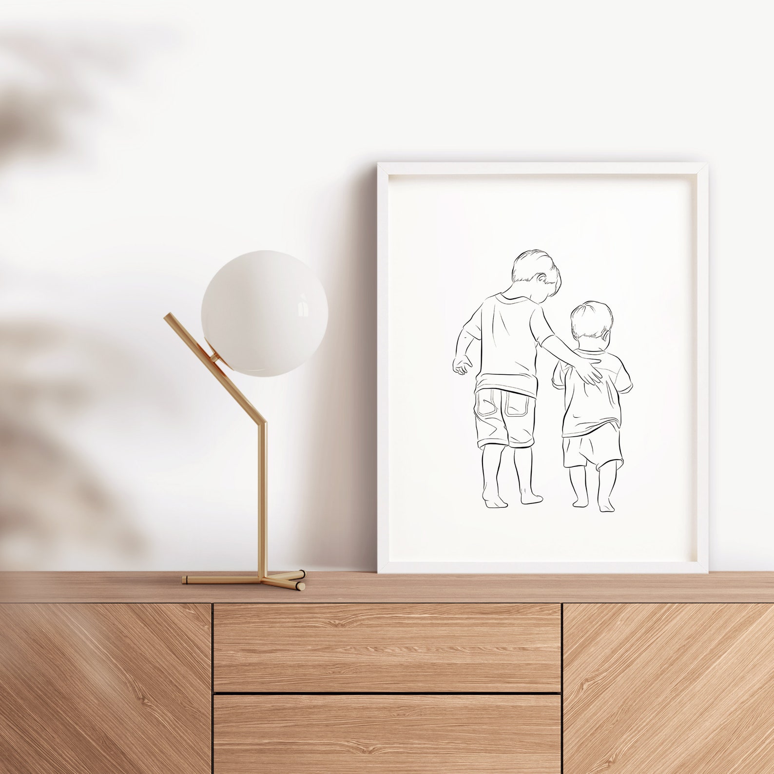 Brother Print, Brother Little Brother Line Art, Brothers Gift, Family ...