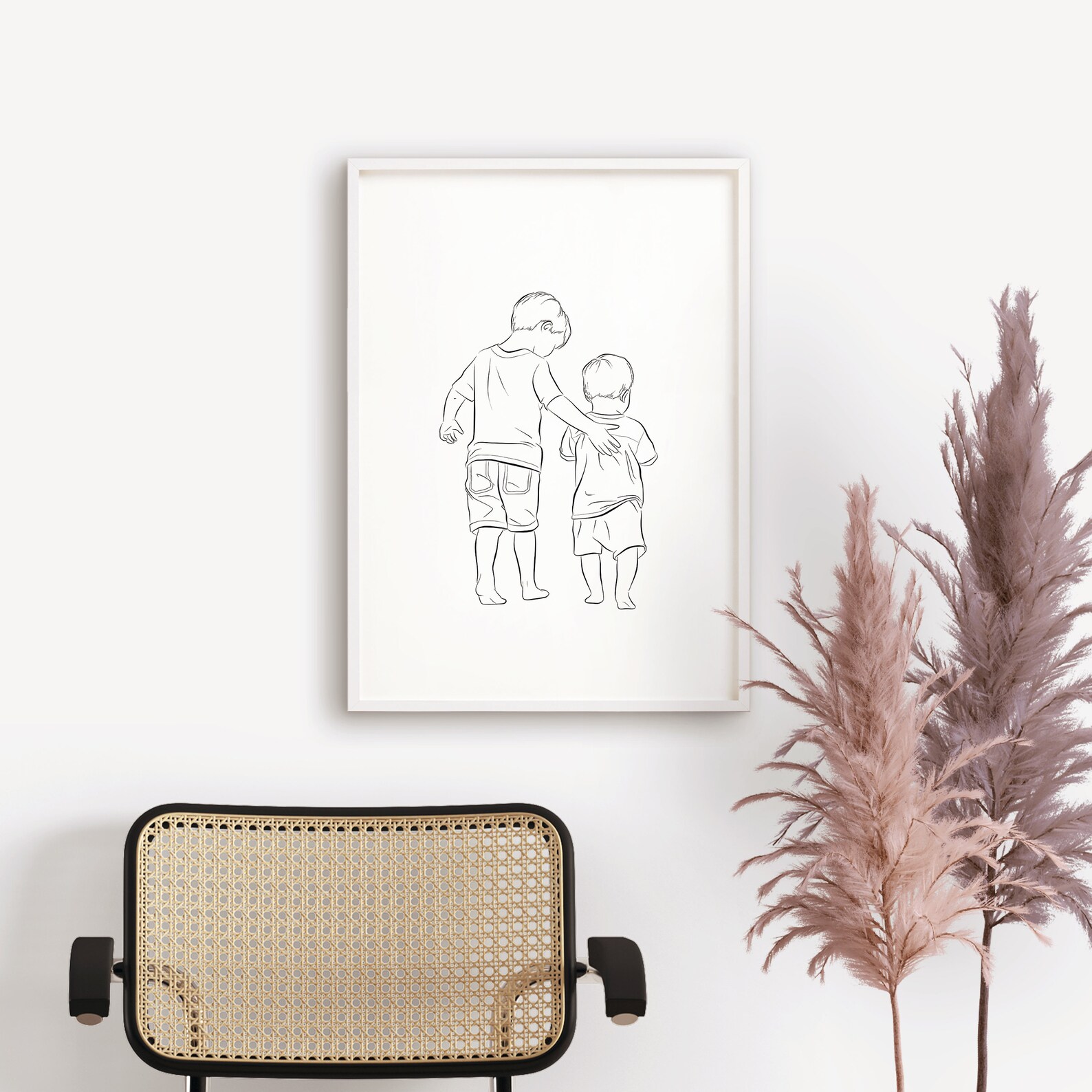 Brother Print, Brother Little Brother Line Art, Brothers Gift, Family ...