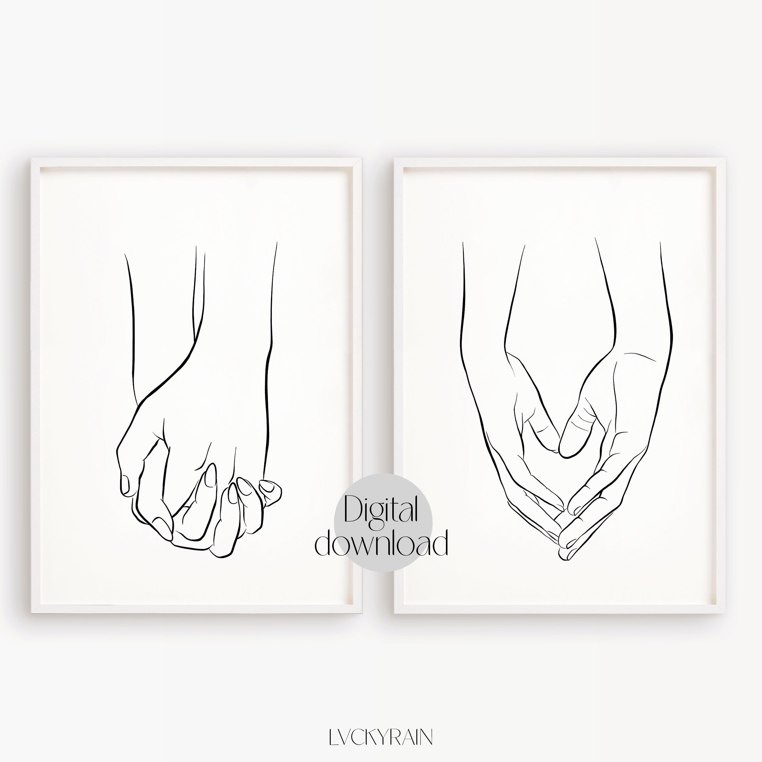 Two Holding Hands Drawing